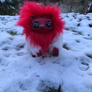 Red Art Doll Ooak, Custom Art Toy Plushie Fantasy Creature Cat, Bjd ...