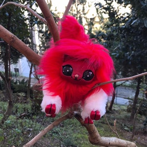 Red Art Doll Ooak, Custom Art Toy Plushie Fantasy Creature Cat, Bjd ...