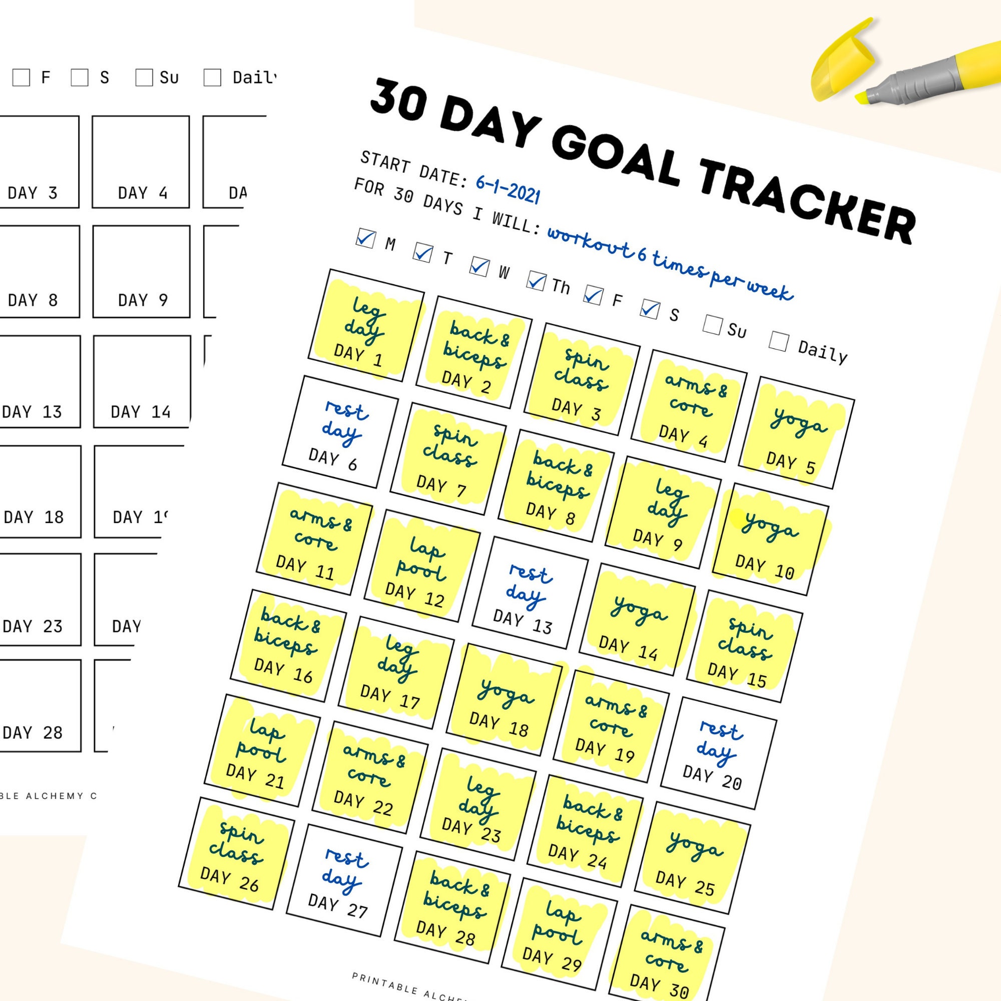 30-day Minimalist Goal Tracker Sheet - Printable PDF - Etsy