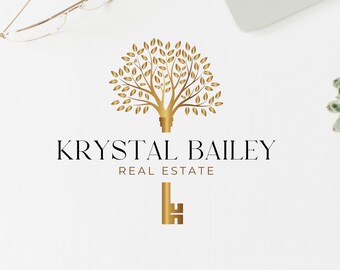 Tree Key Canva Template Logo, Key Editable Logo Design, DIY Realtor ...