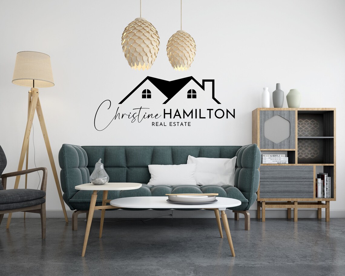 Editable Real Estate Logo DIY Logo Template on Canva Blue - Etsy