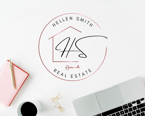 REAL ESTATE Rose Gold Logo Realtor Branding Kit Logo | Etsy