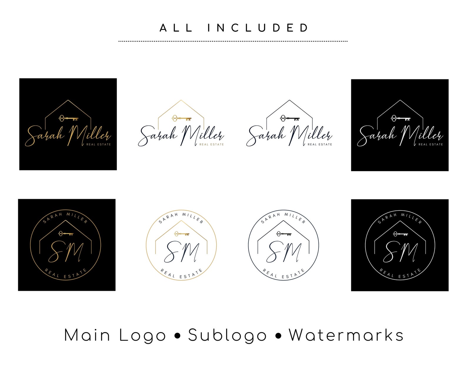 Premade Real Estate Golden Logo Main Logo Submark Logo and | Etsy
