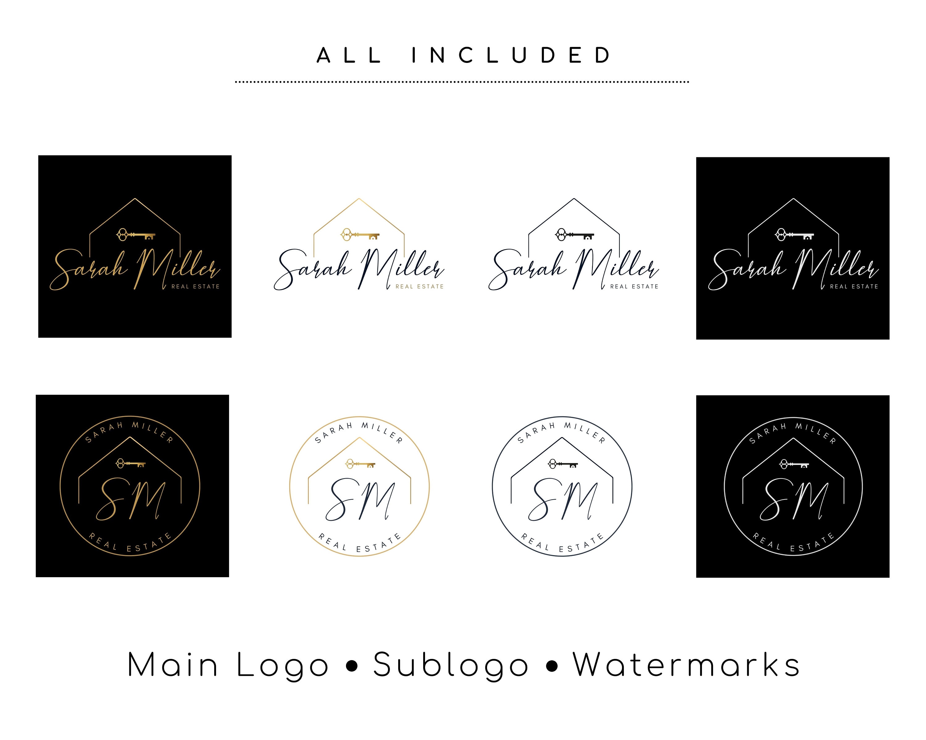 Premade Real Estate Golden Logo Main Logo Submark Logo and - Etsy