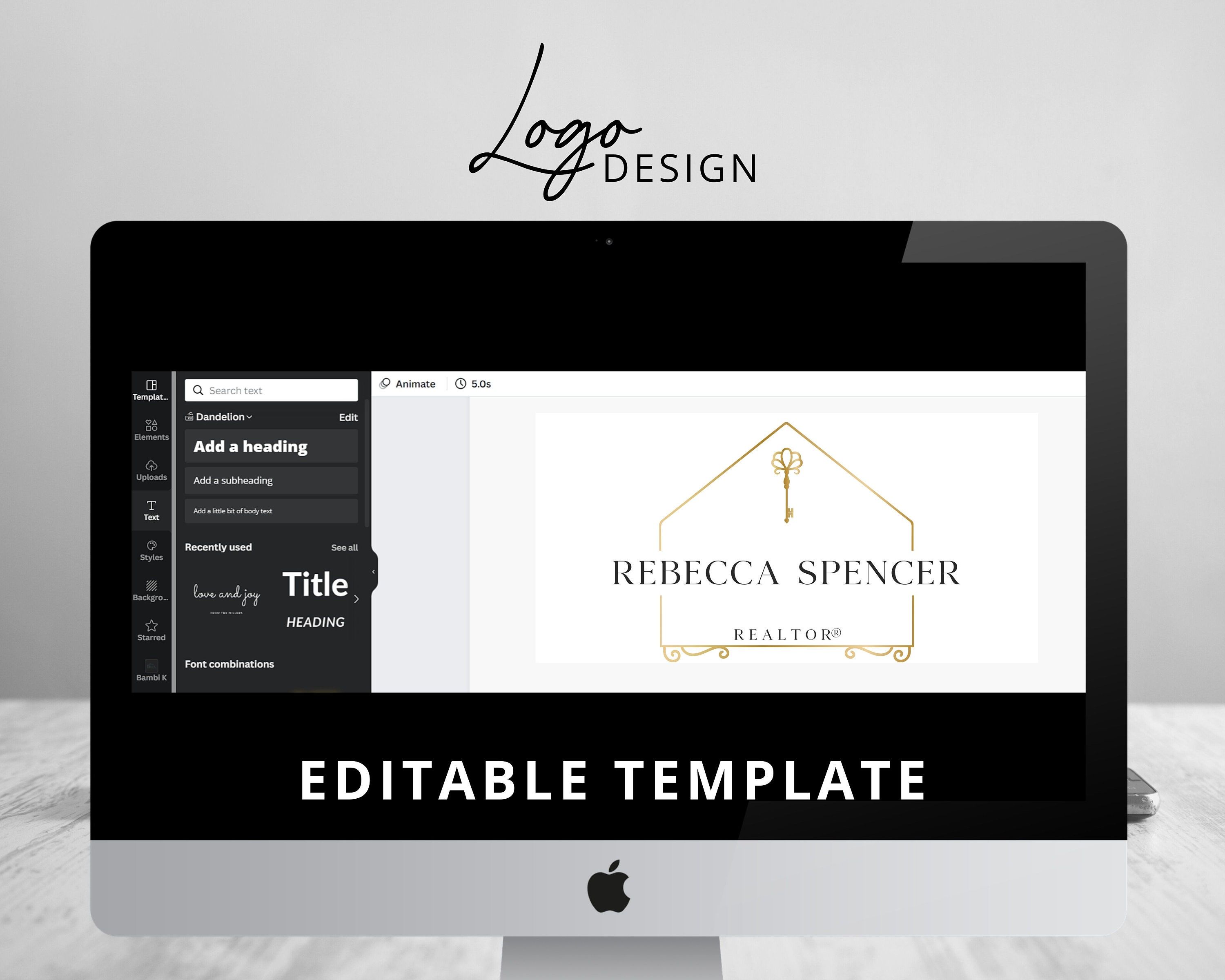 Editable Realtor Logo Design, DIY Design, Logo Canva Template, Instant ...