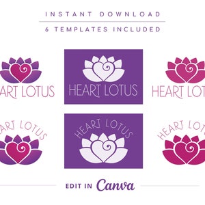 Editable Logo Template DIY Heart Lotus, Spiritual Logo Design, Yoga ...