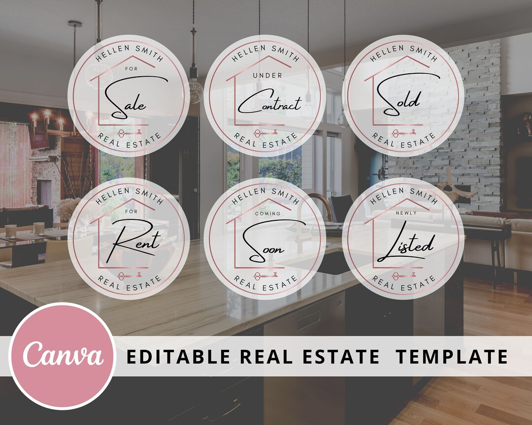 DIY Real Estate Watermark Badges, Stamps Editable Canva Template IG ...