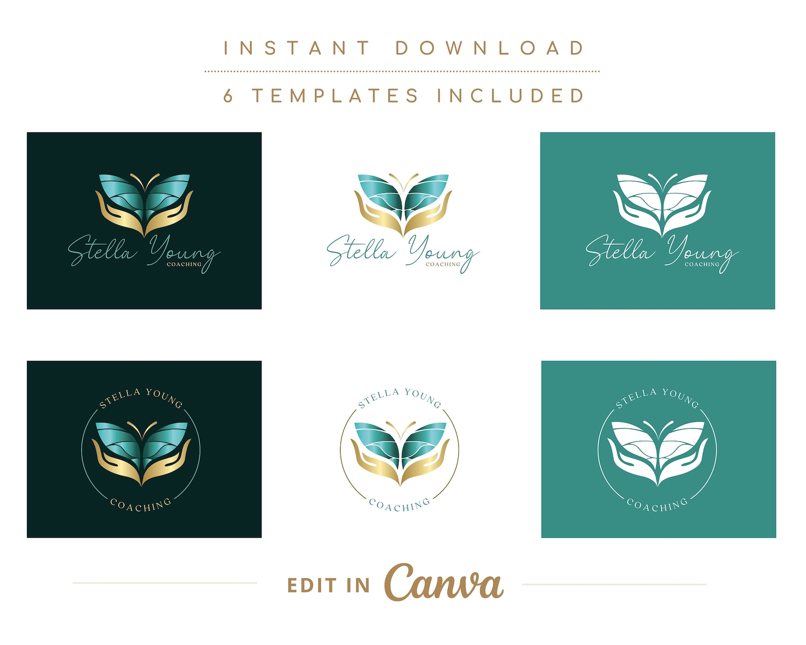 Editable Logo Design, Canva Template, Teal Green Wellness Life Coaching ...