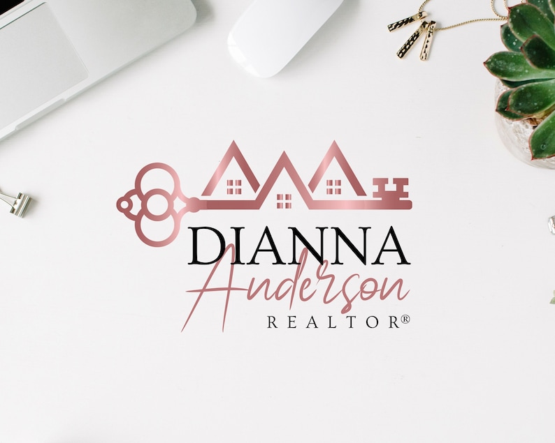 Rose Gold Real Estate Logo Design Submark Logo Watermarks | Etsy