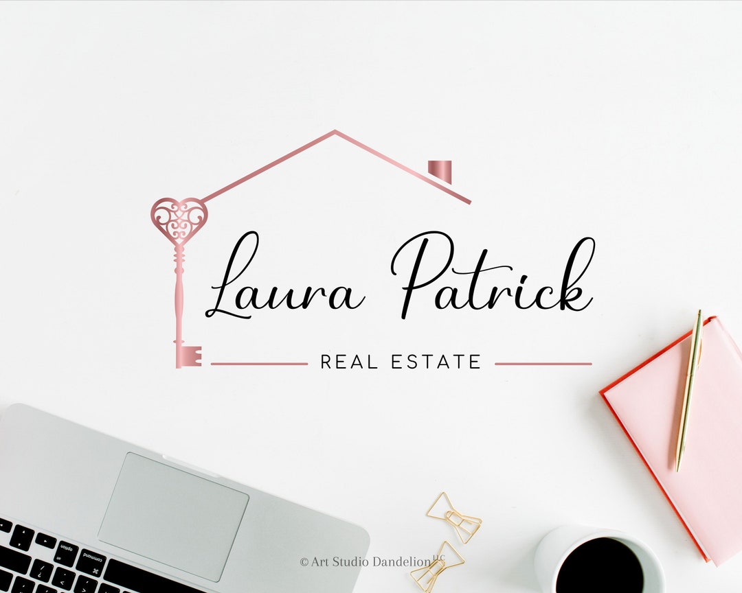 Premade LOGO DESIGN - Real Estate Rose Gold Key Logo , Classic Rose Key ...