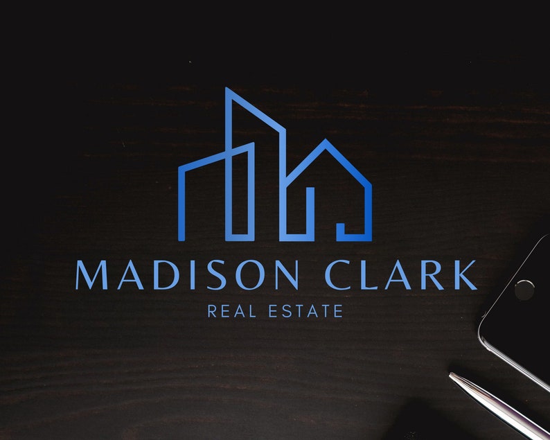 Premade Logo Design for REAL ESTATE Agents, Modern Blue Logo, Building ...