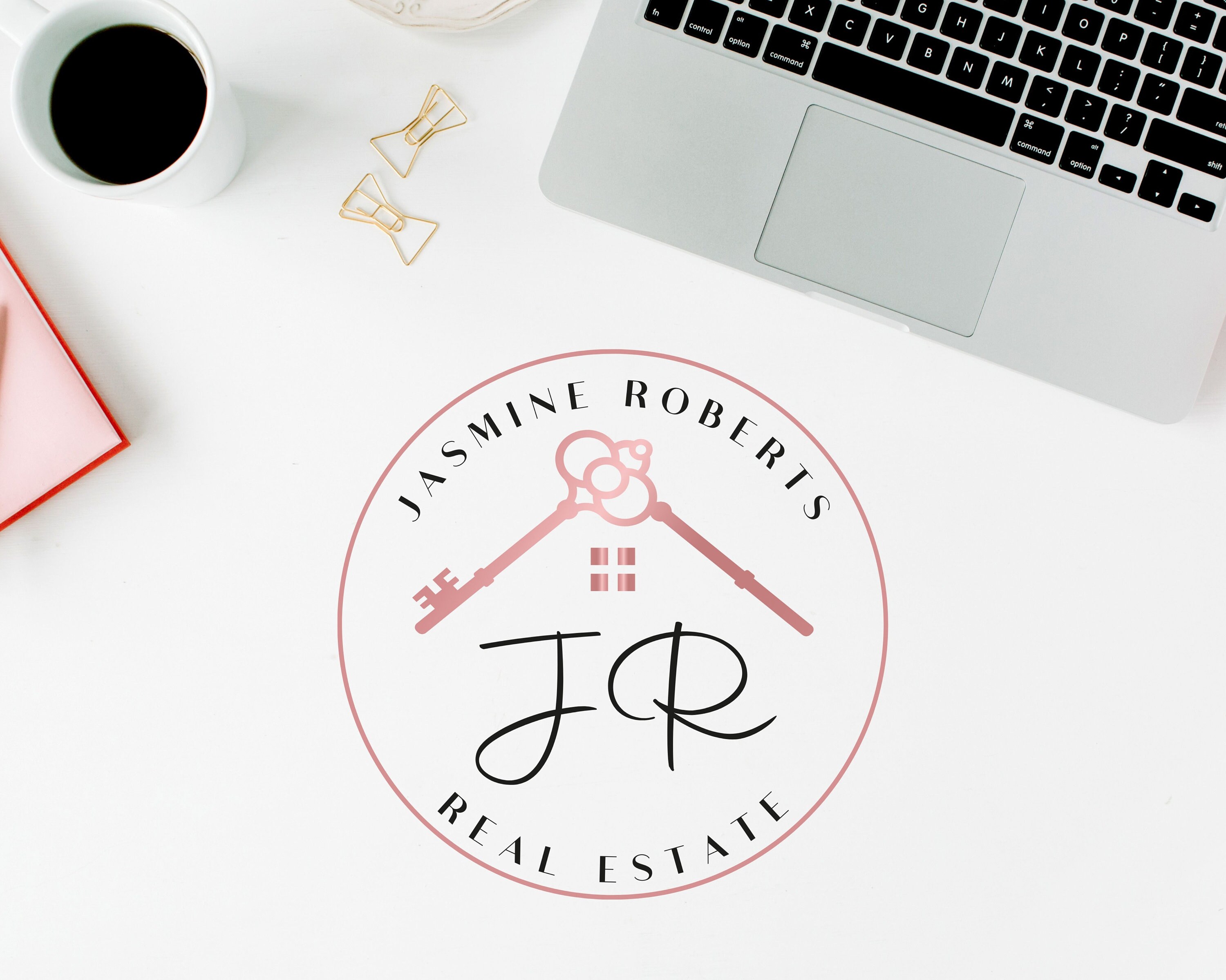 Real Estate Rose Gold Premade Logo Design Full Set: Logo - Etsy