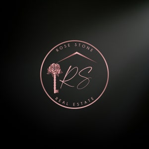 Real Estate Logo Design, Rose Gold Logos, Flower Logo, House Logo ...