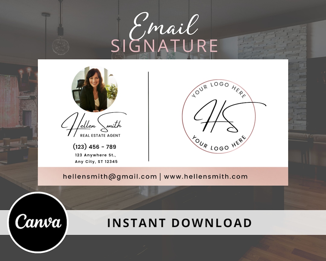 Rose Gold Email Signature Template, Editable Design (digital Download ...