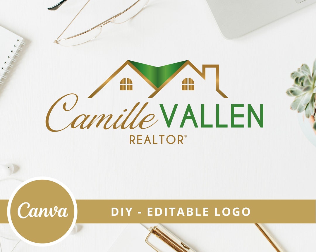 Real Estate Logo Design, DIY Canva Template, Fully Editable, Realtor ...
