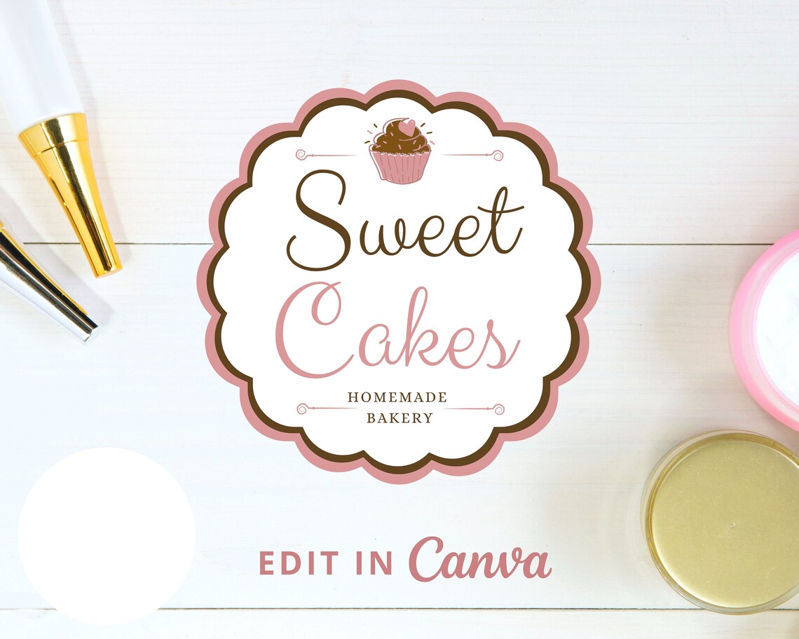 DIY Bakery Logo Edit Yourself Logo Design Canva Template for | Etsy