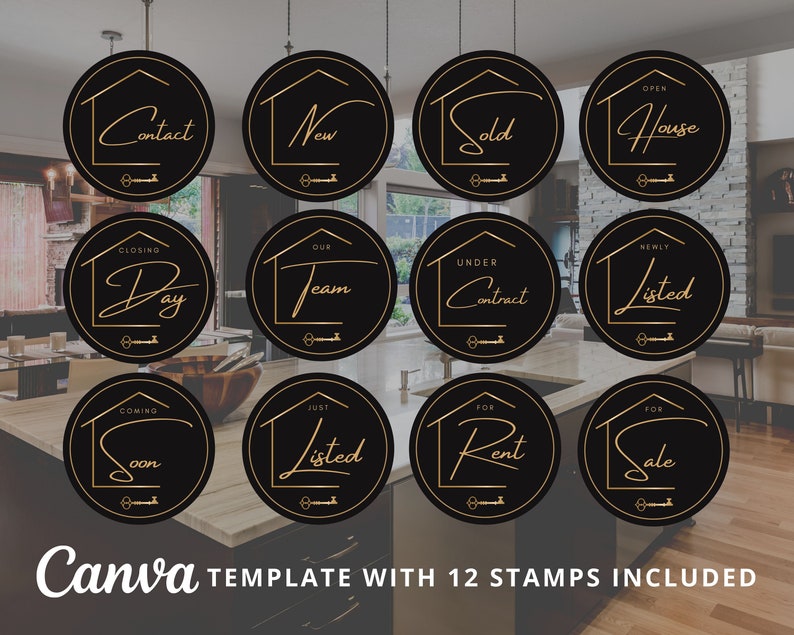 DIY Real Estate Watermark Badges Stamps Editable Canva | Etsy