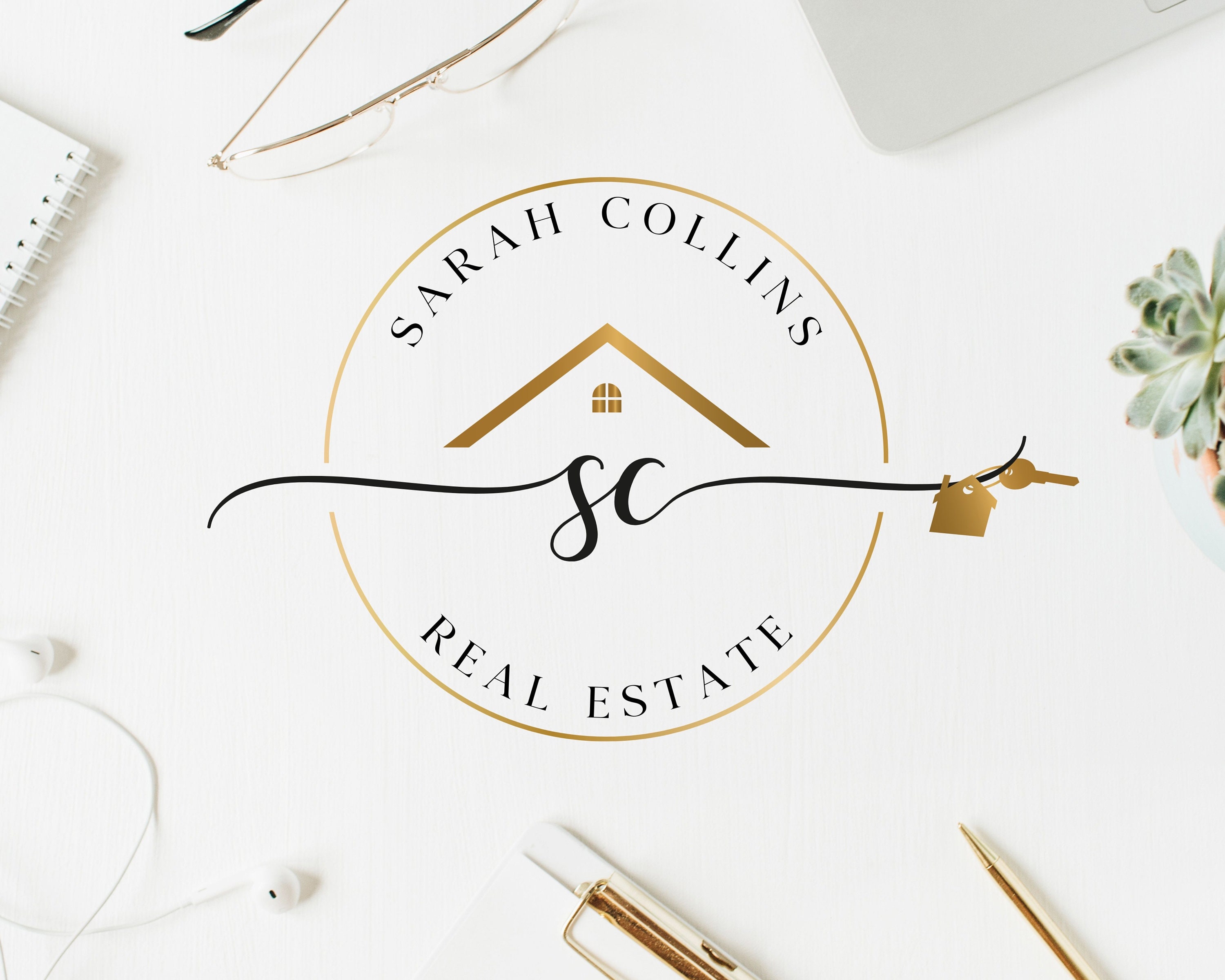 Premade Real Estate Logo - Gold Realtor - Logo, Submark and Watermarks ...