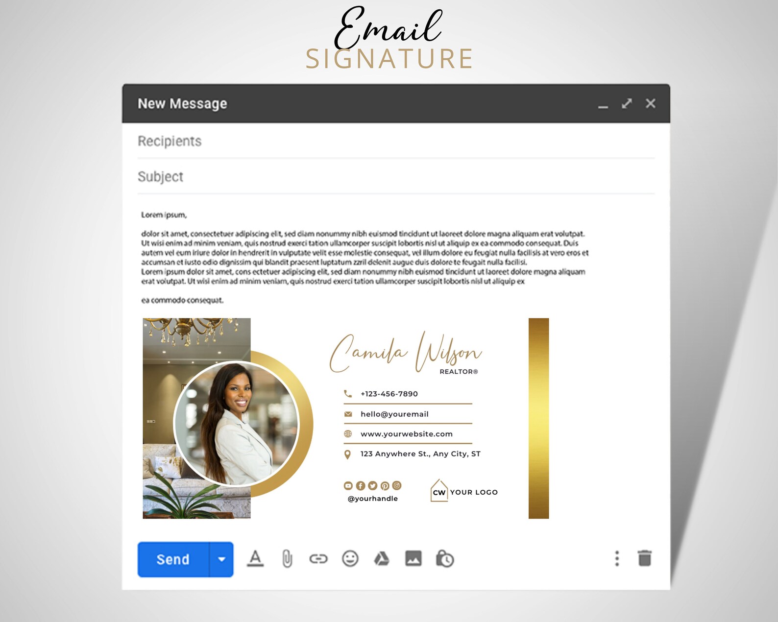 DIY Email Signature Template for Real Estate Agents, Email Footer ...