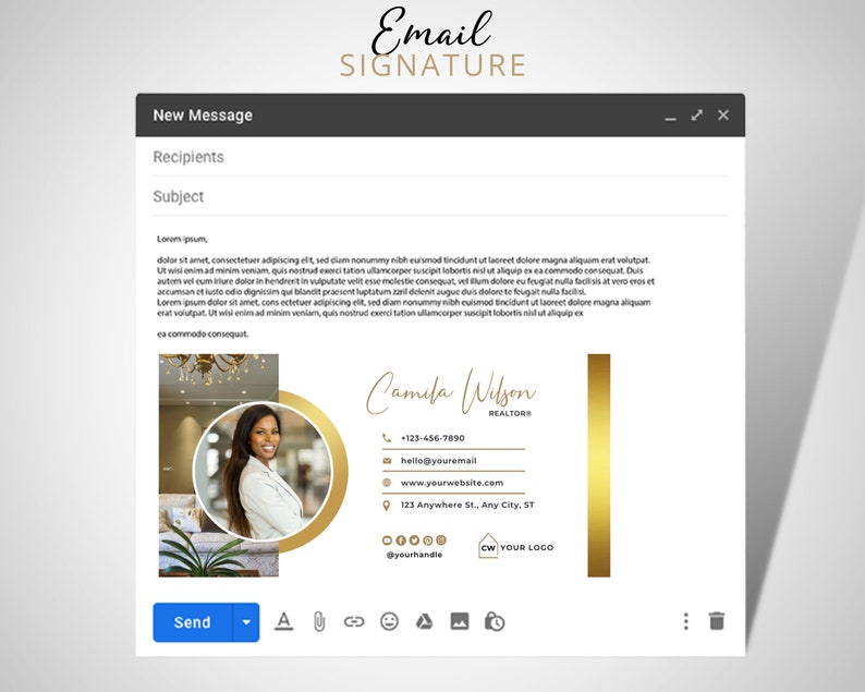 DIY Email Signature Template for Real Estate Agents, Email Footer ...