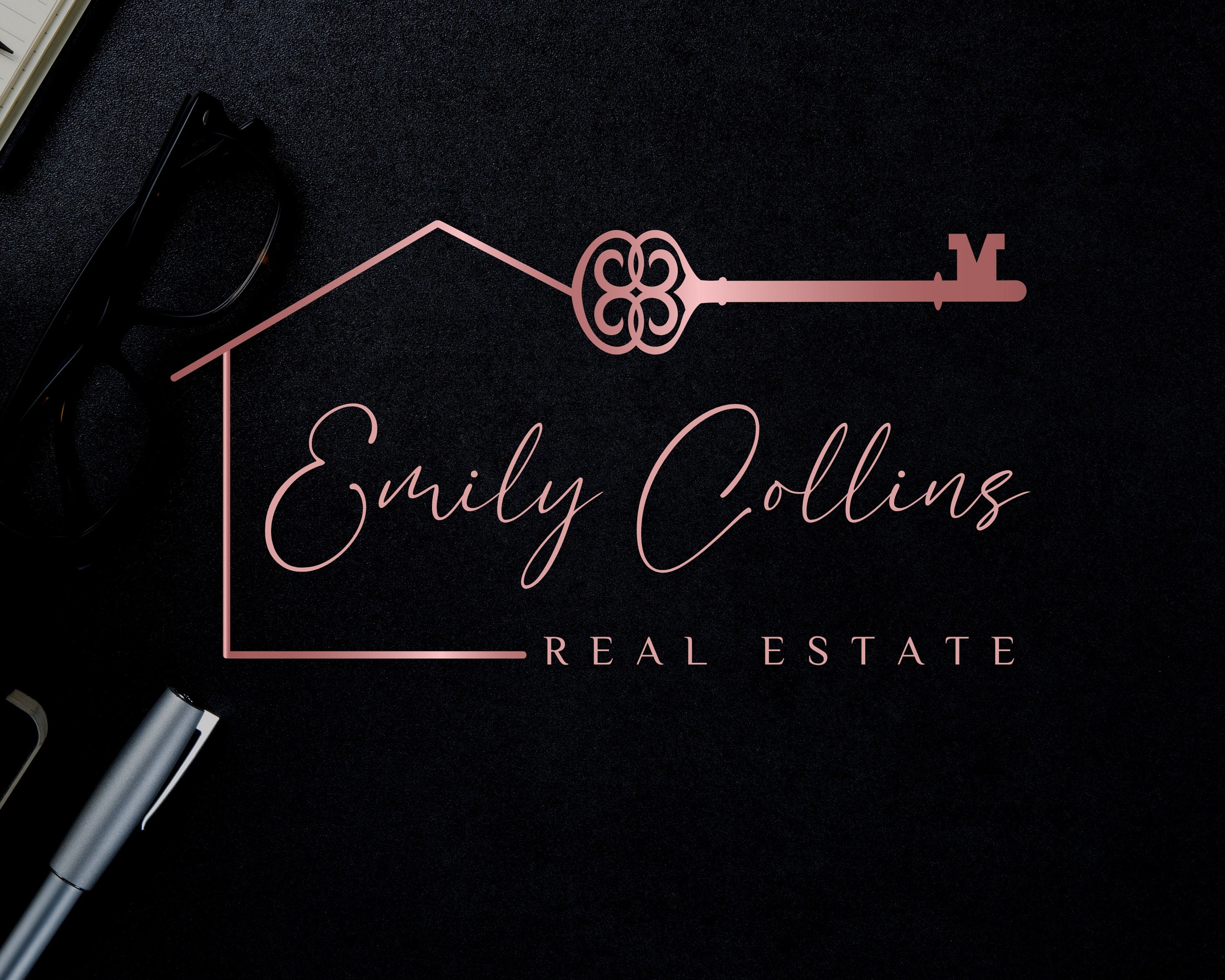 Real Estate Rose Gold Logo Design Main Logo Submark Logo | Etsy