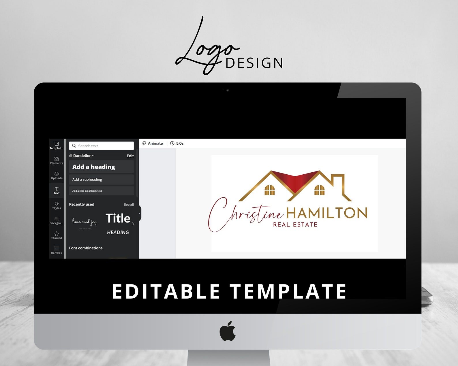 Editable Real Estate Logo DIY Logo Canva Template Red and - Etsy