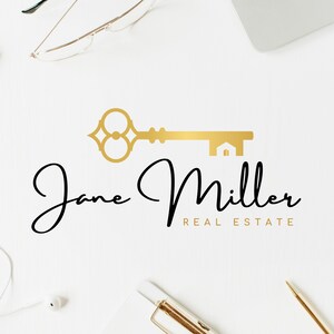 Real Estate Premade Logo Signature Golden Key Design for Real Estate ...