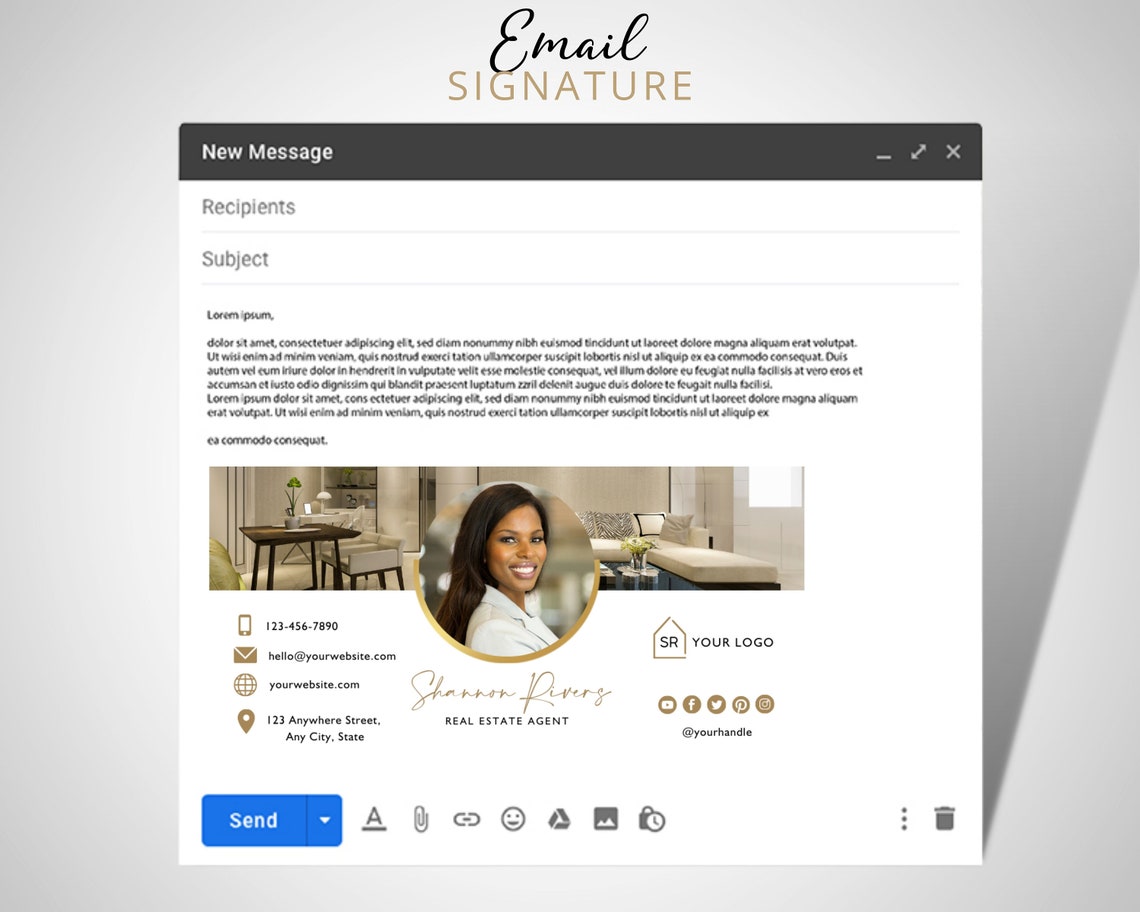 DIY Email Signature Template for Real Estate Agents, Email Footer ...