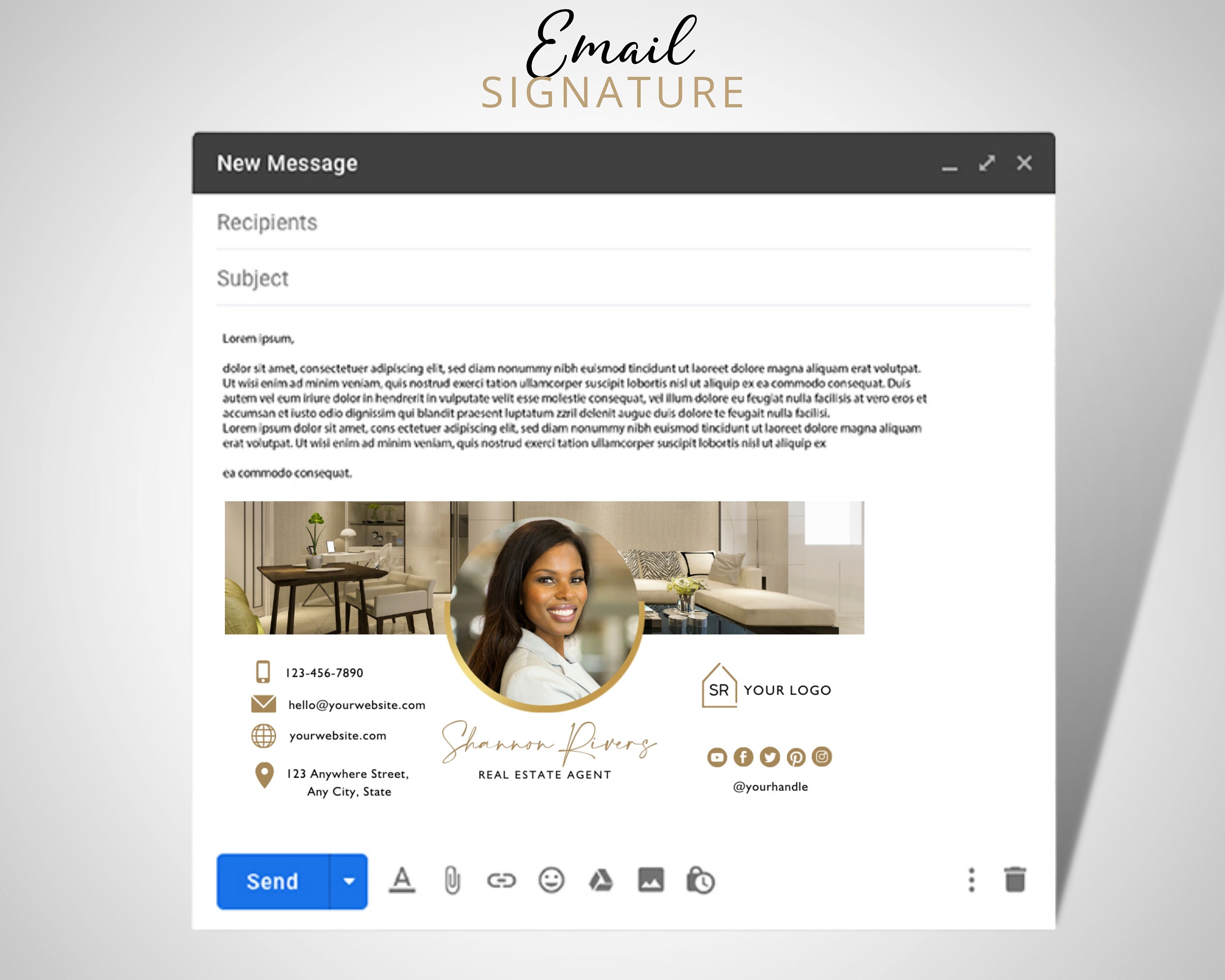 DIY Email Signature Template for Real Estate Agents, Email Footer ...
