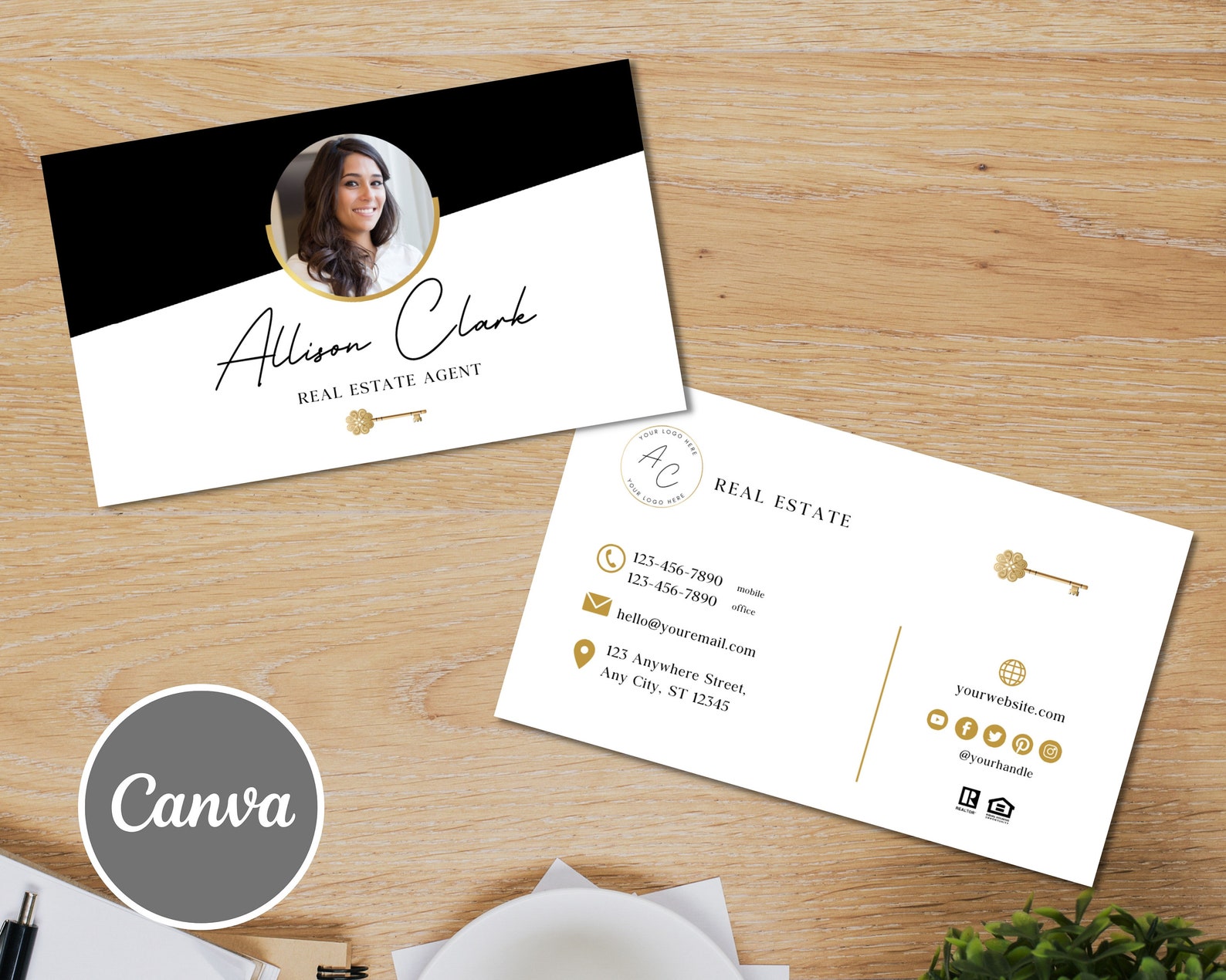 Real Estate Business Card Template Editable Card Design - Etsy