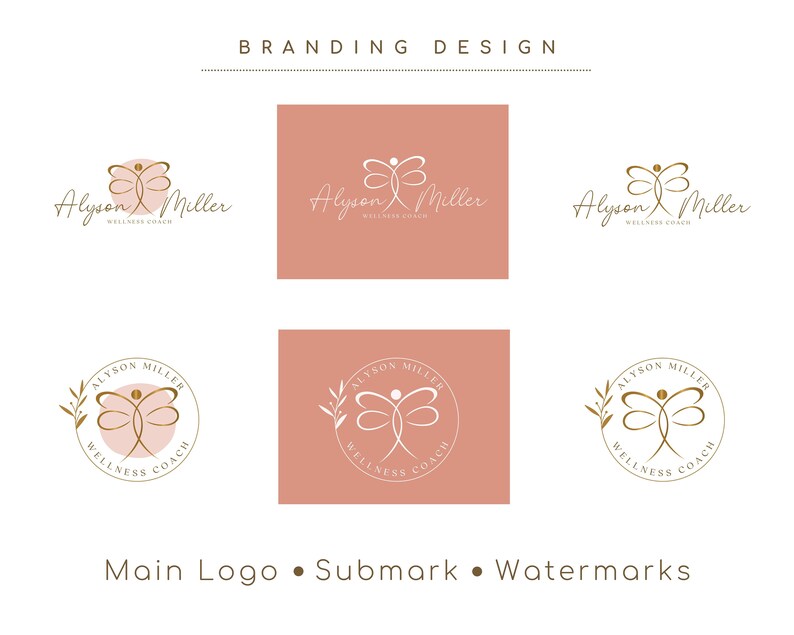 Butterfly Golden Logo Design LOGO SUBMARK WATERMARK | Etsy