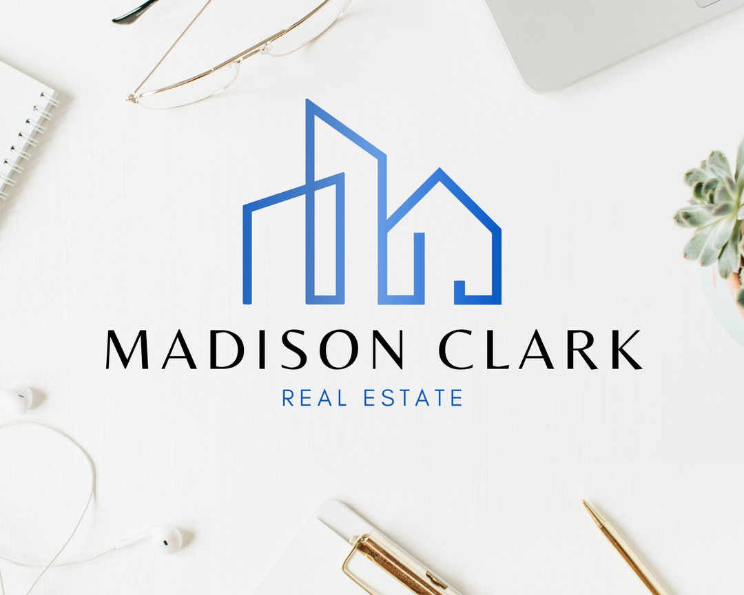 Premade Logo Design for REAL ESTATE Agents, Modern Blue Logo, Building ...