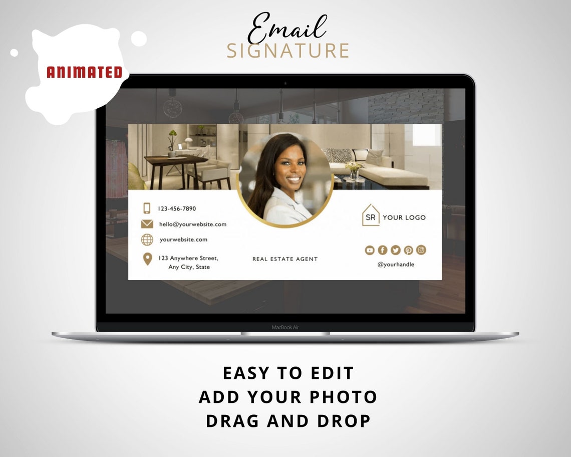 ANIMATED Email Signature Template for Real Estate Agents - DIY Email ...