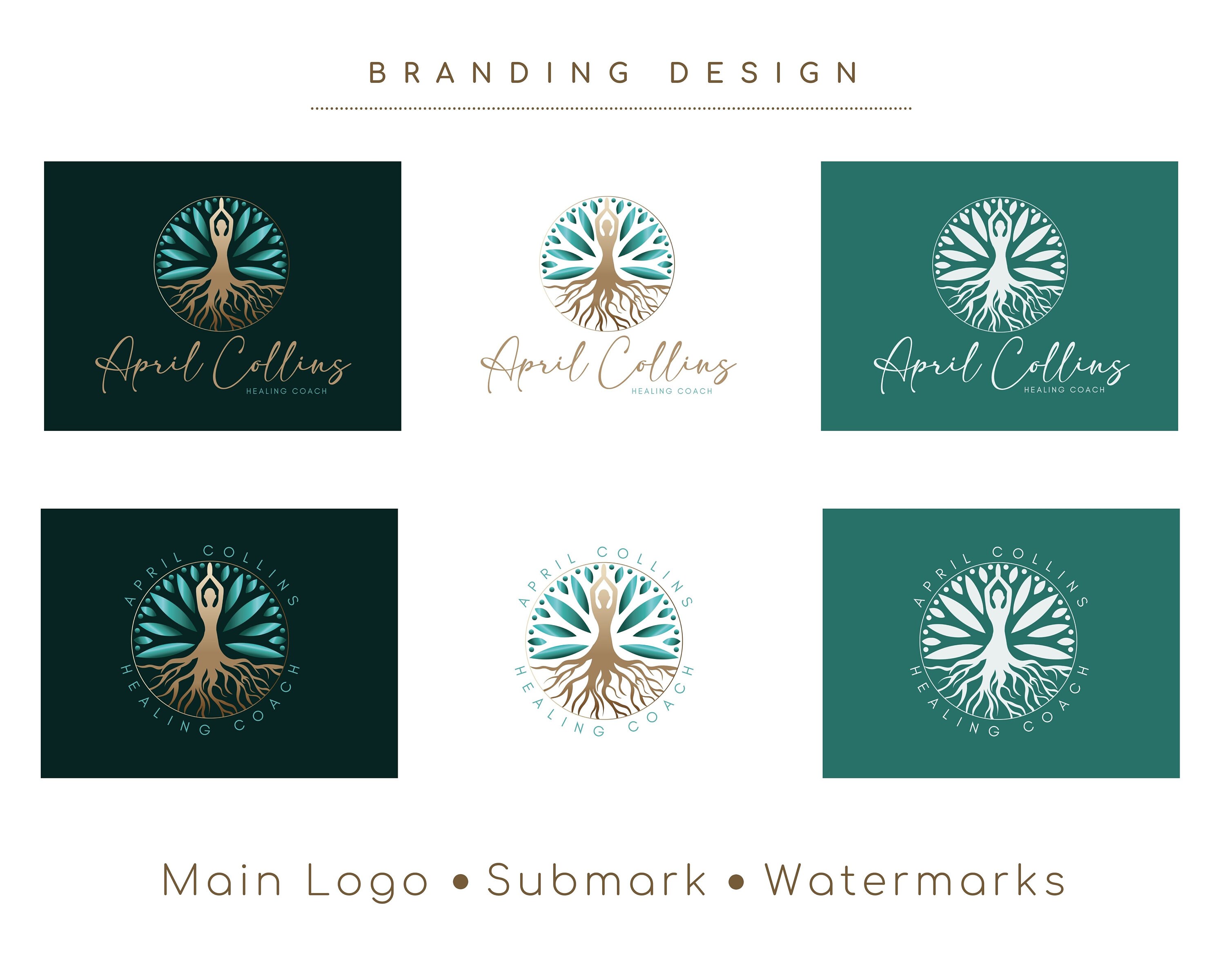 Premade Logo Design Tree of Life Spiritual Green Teal - Etsy