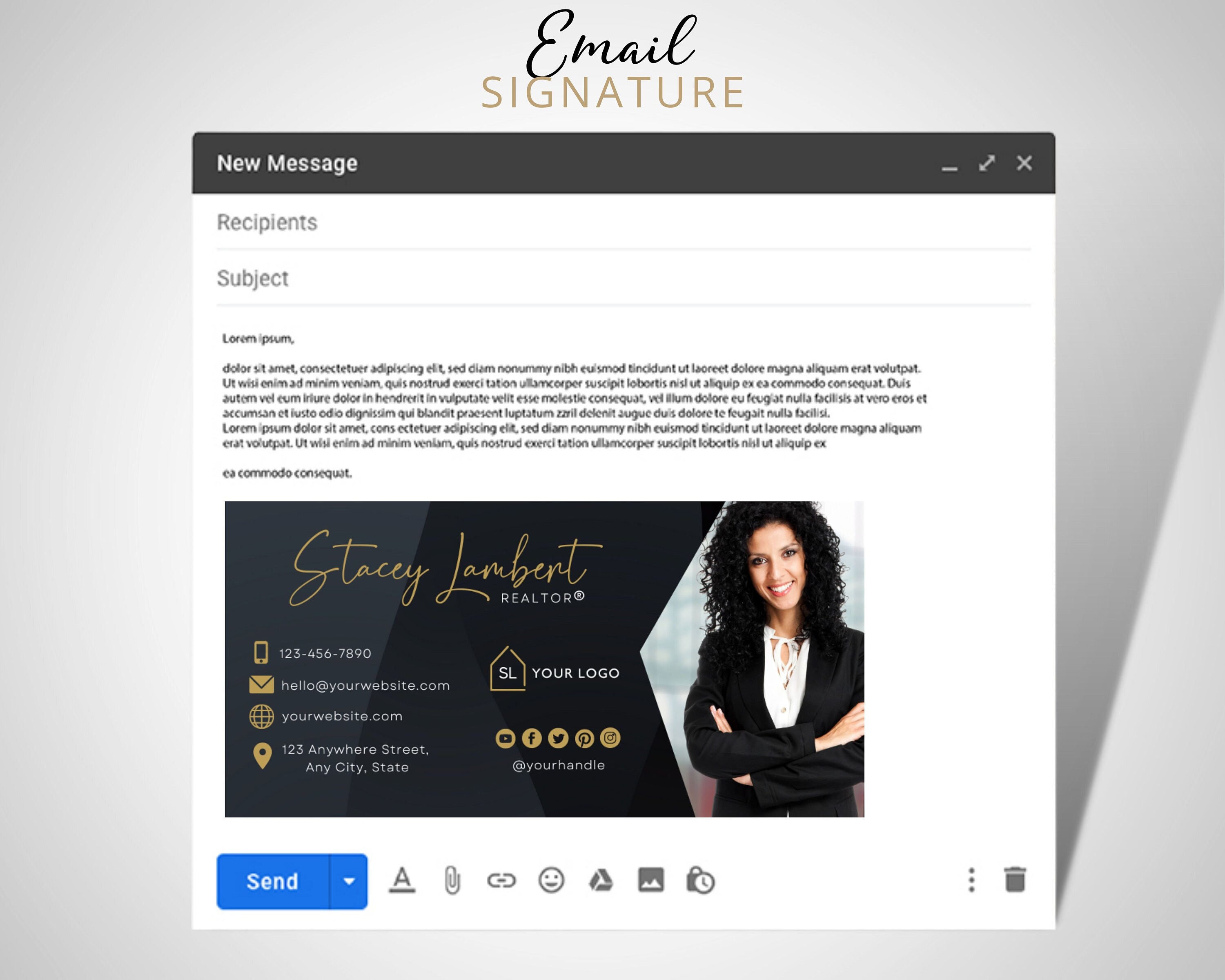 DIY Email Signature Template for Real Estate Agents, Email Footer ...