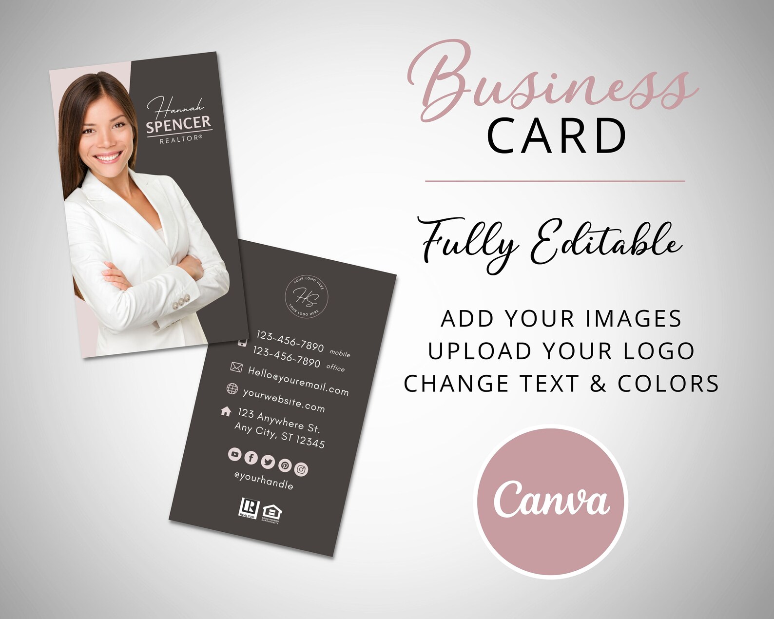 Realtor Business Card Template for Real Estate Agents - Etsy
