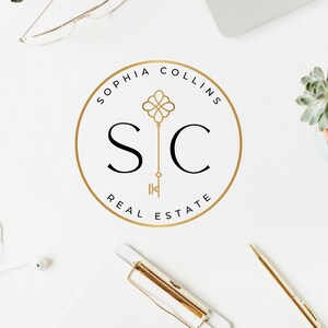 Real Estate Premade Logo, Luxury Gold Key Logo, Realtor Personalized ...