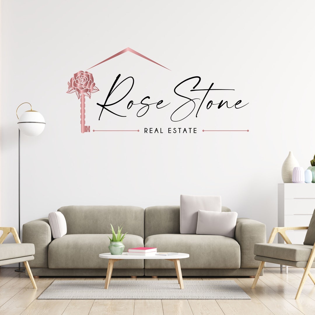 Rose Gold Real Estate Logo Design, Two Logos Included, Feminine Agent ...