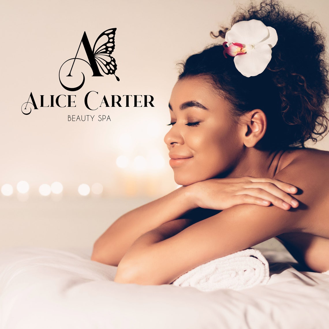 Beauty Spa Logo Design - Your Name Your Custom Letter. Pink Butterfly ...