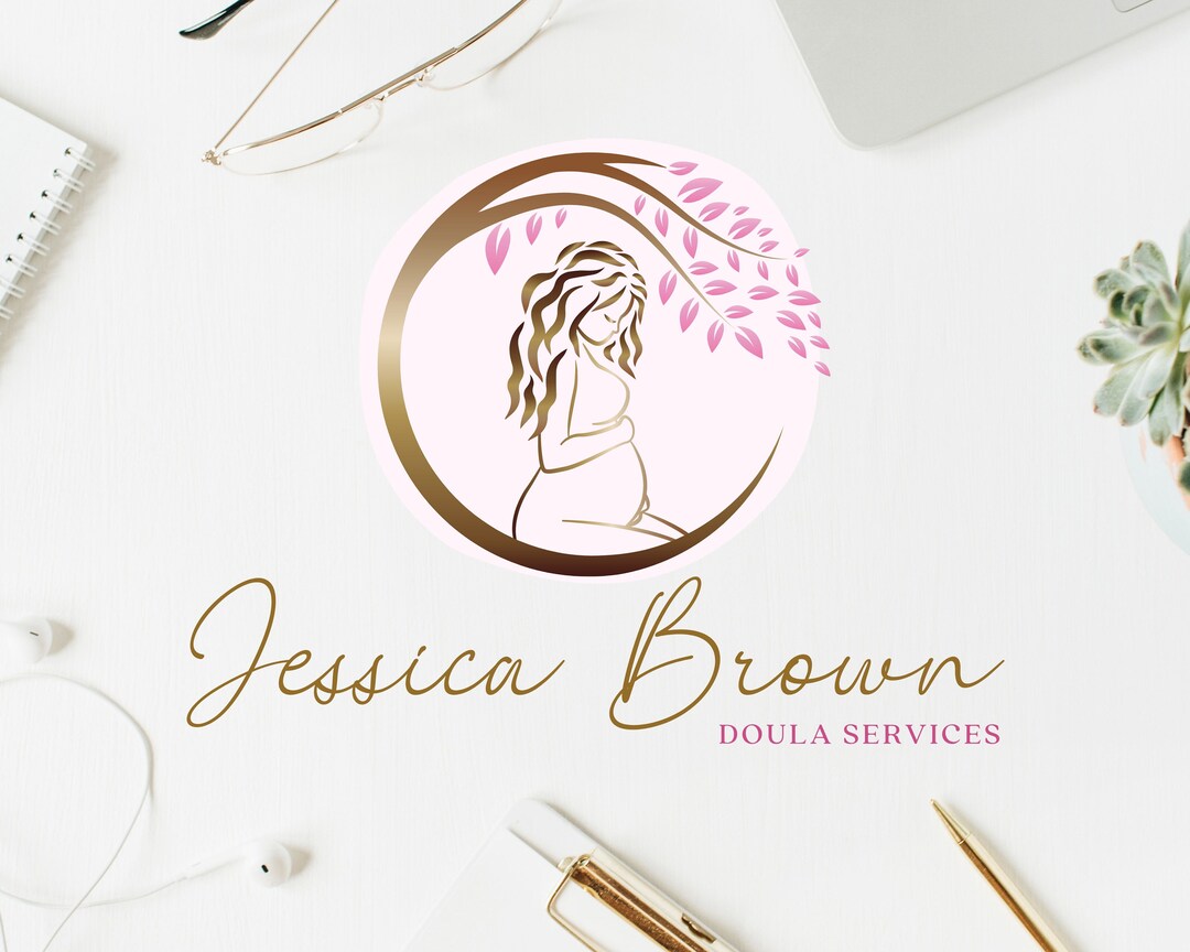 Premade Logo Design, Doula Logo, Midwife Logo, Pink Logo, Watercolor ...