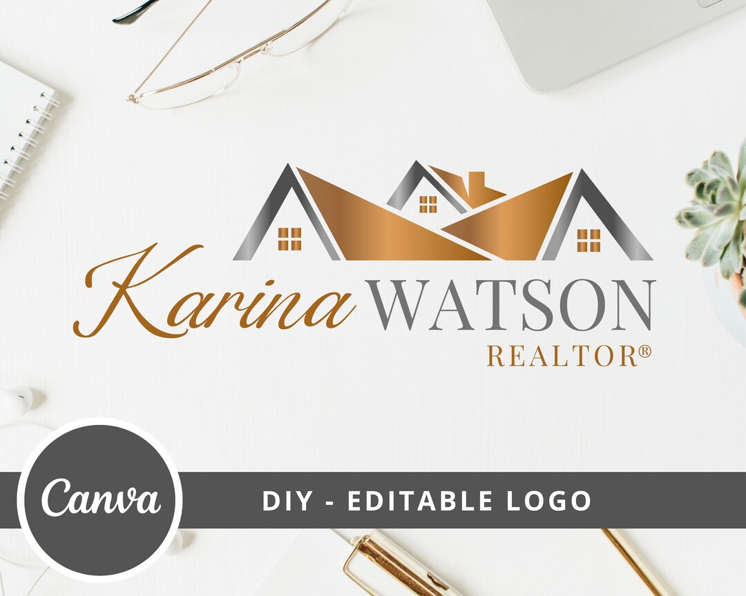 Editable Realtor Logo Design, DIY Logo Canva Template, Real Estate Logo ...