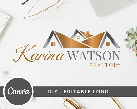 Editable Realtor Logo Design DIY Logo Canva Template Real | Etsy