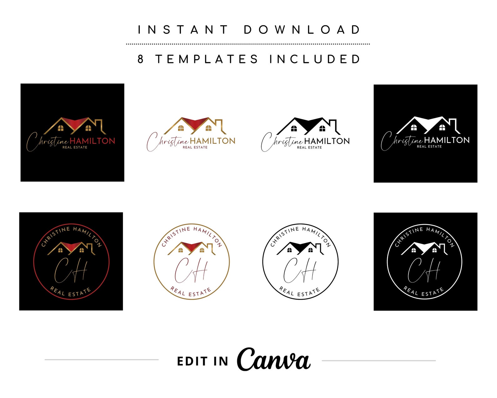 Editable Real Estate Logo DIY Logo Canva Template Red and - Etsy