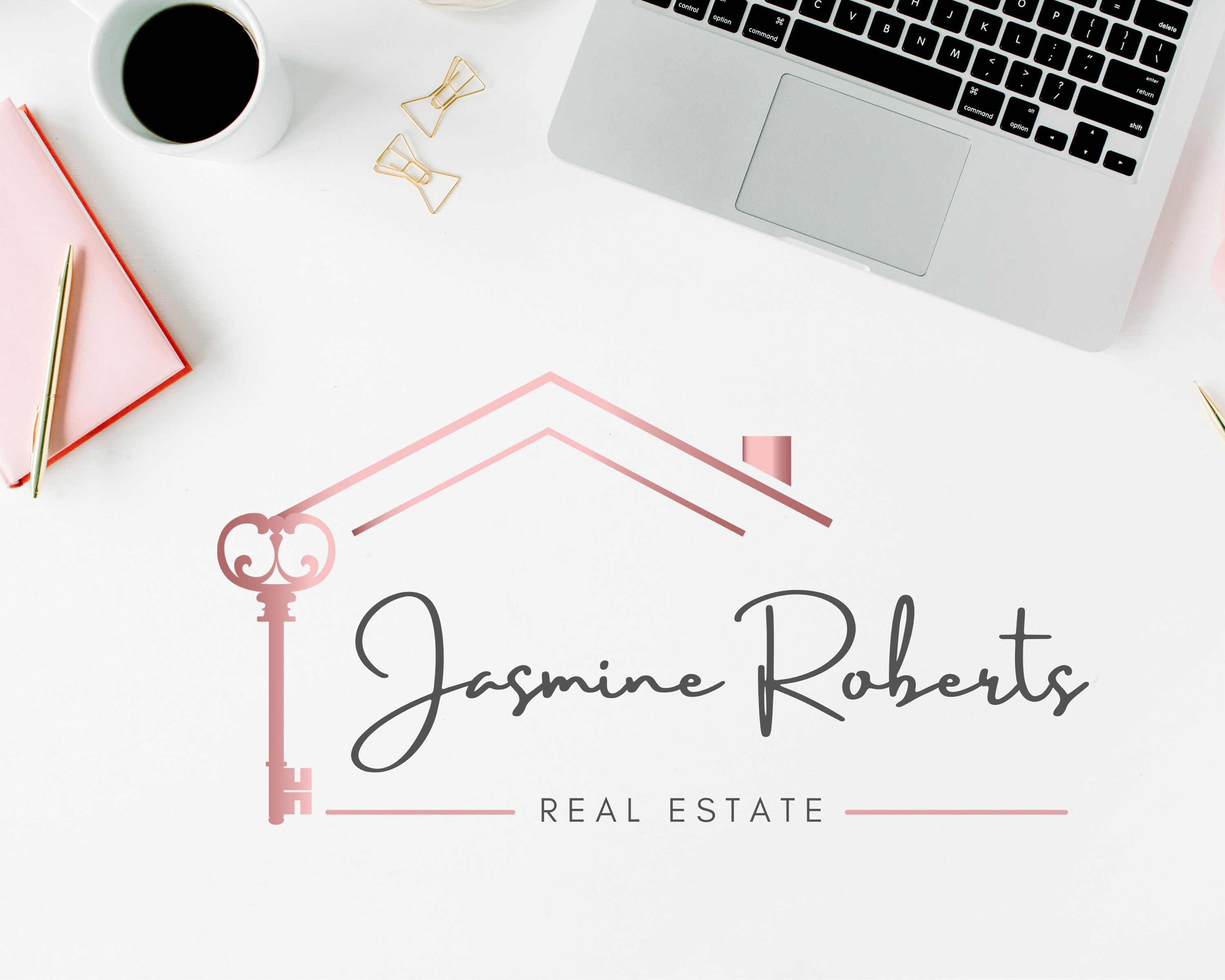 Rose Gold REAL ESTATE LOGO Broker Premade Logo Designs - Etsy