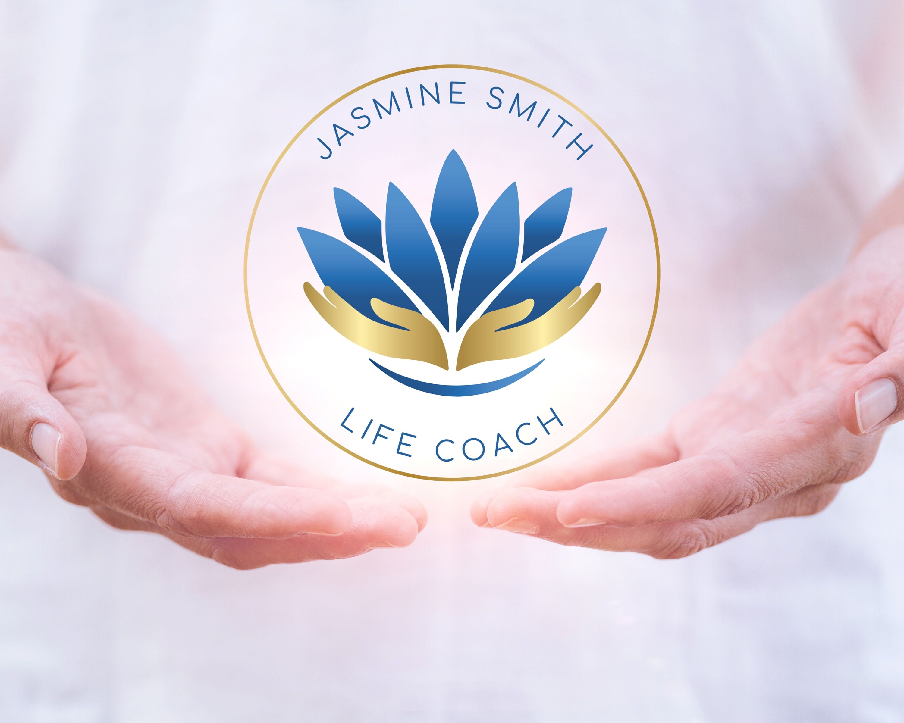 Wellness Logo Design, Yoga Logo, Lotus Logo, Hand Logo, Life Coach ...