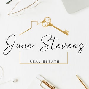 Real Estate Golden Logo Design - Signature Home & Key - Logo, Sub-mark ...