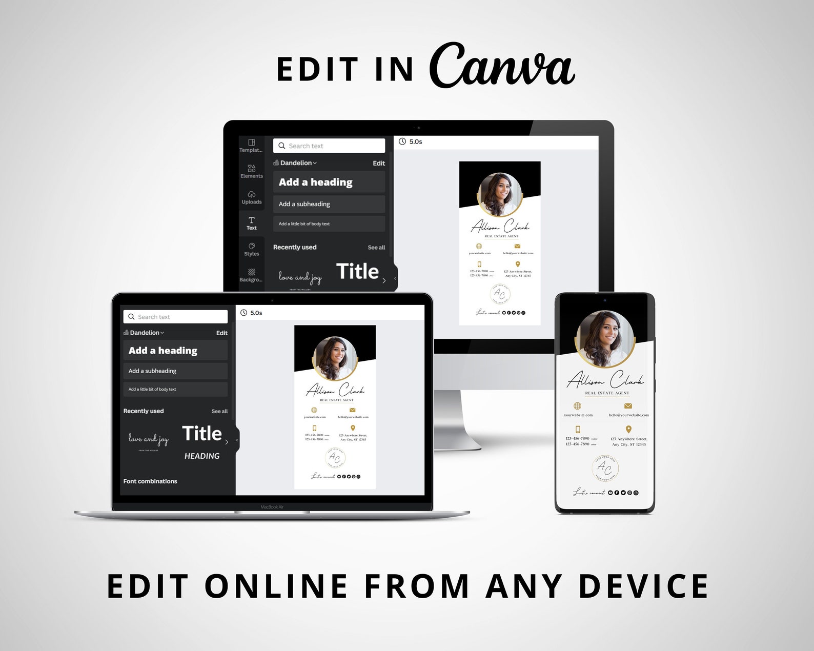 Editable Virtual Business Card Digital Business Card for Real | Etsy