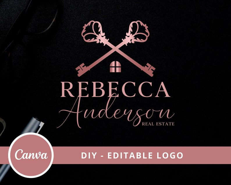 DIY Editable Real Estate Rose Gold Logo Design, Editable Template for ...