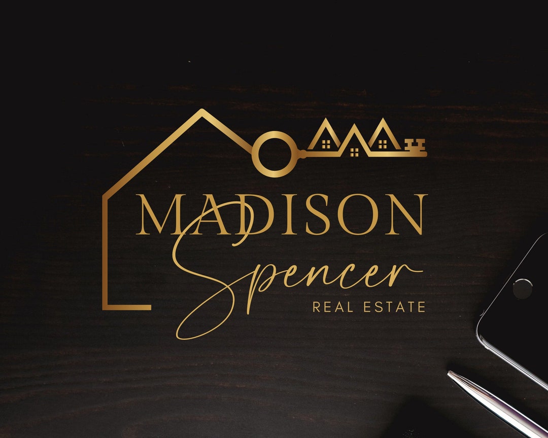 REAL ESTATE LOGO, Premade Broker Logo Design, Submark Logo, Black Gold ...