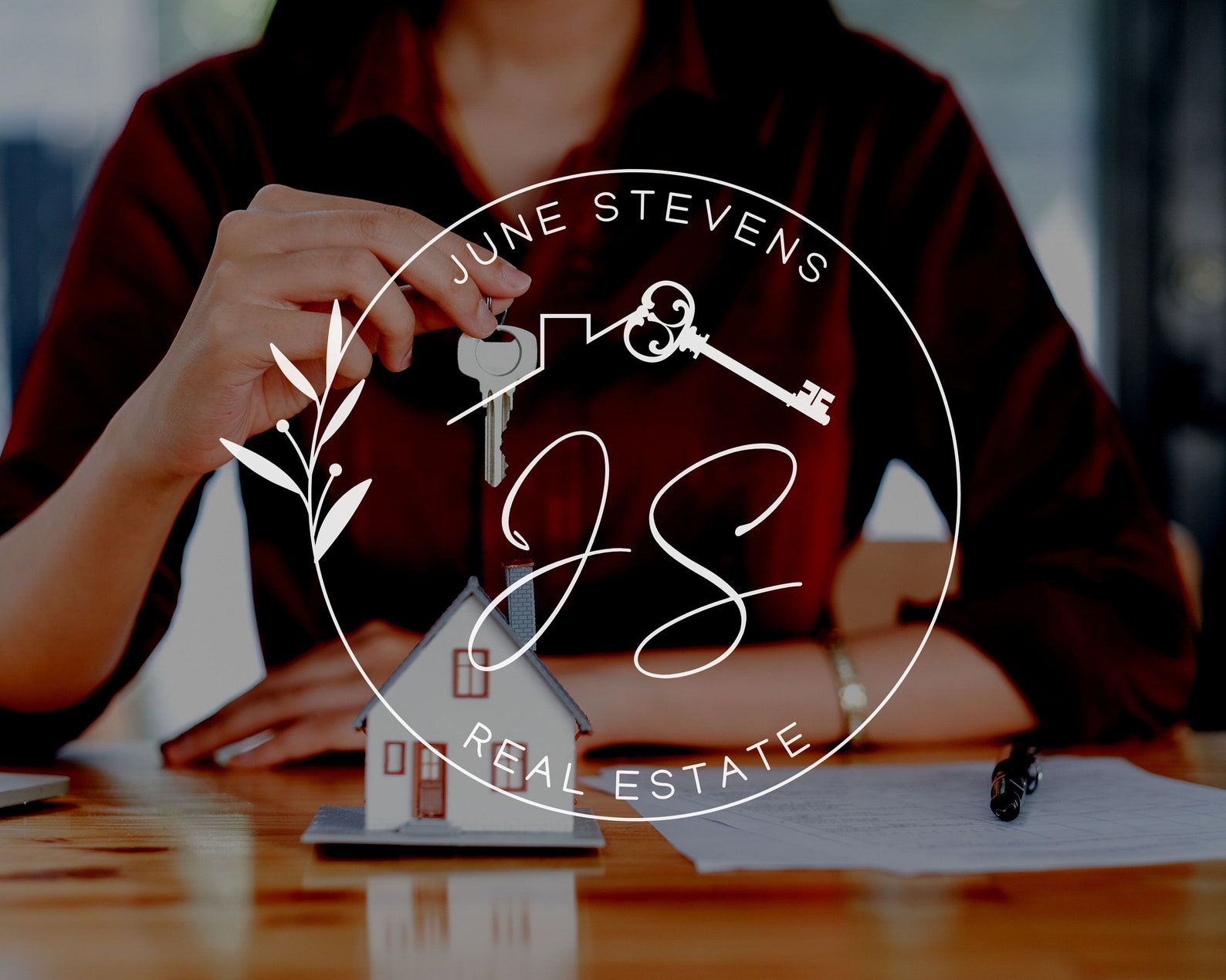 Real Estate Golden Logo Design Signature Home & Key Logo | Etsy